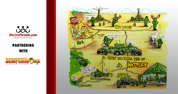 Battery in the Field SemperToons on MarineParents.com